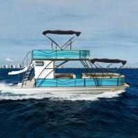 China 22-26 Person Aluminum Double Decker Pontoon Boat 9.2m Length For Recreational for sale