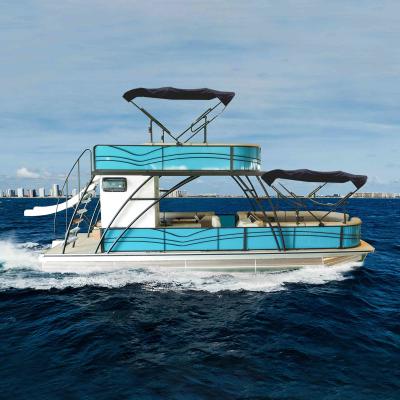 China 22-26 Person Aluminum Double Decker Pontoon Boat 9.2m Length For Recreational for sale