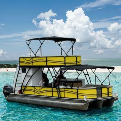 China 22-26 Person Party Barge Double Decker Aluminum Pontoon Style Boat for sale