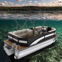 China 100HP Max Horsepower Pond Pontoon Boat Seagrass / EVA Floor Design Option for sale
