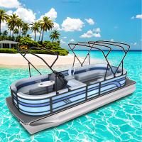 China Maximize Boating Experience 7.9m Pontoon Boat Seagrass / EVA Floor 150HP Max Horsepower for sale