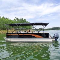 China 25ft Classic Elegance Pontoon Boat 10 people In Black Bronze & Gold Accents for sale