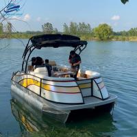 China 17FT Family Pontoon Boat for Leisure Cruising | Sport Style Aluminum Deck Boat for 6-8 People for sale