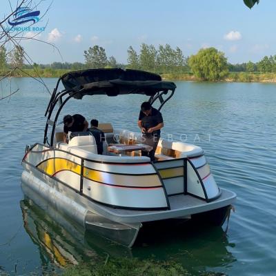 China 17FT Family Pontoon Boat for Leisure Cruising | Sport Style Aluminum Deck Boat for 6-8 People for sale