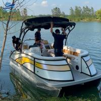 China 17FT Aluminum Pontoon Boat for Resorts | Commercial Rental Watercraft for 8-Person Capacity for sale