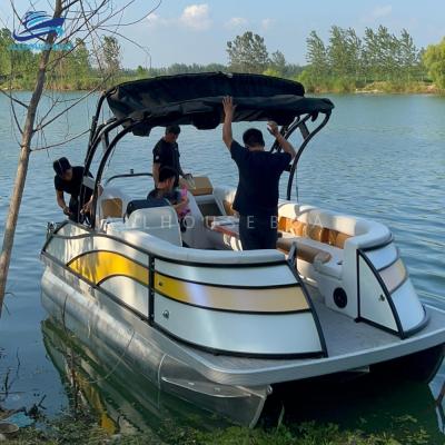 China 17FT Aluminum Pontoon Boat for Resorts | Commercial Rental Watercraft for 8-Person Capacity for sale