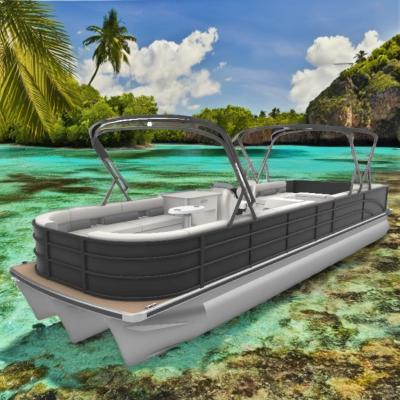 China Luxury Black Pontoon Boat with 18-22 People Capacity and 29ft Length for Family and Party Cruises for sale