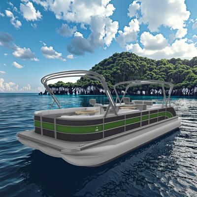 China 29FT Aluminum Pontoon Boat with 100HP/250HP Engine Power 3.0mm Material Thickness and 20mm Deck Thickness for sale
