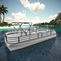China Luxury White Pontoon Boat with 18-22 People Capacity 29FT Length and 2.3/2.6m Width for Family Party and Leisure Cruise for sale