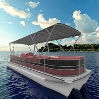 China Luxury Red and Black Pontoon Boat with 15-18 Person Capacity and 100-250HP Engine Power for Family and Party Leisure for sale