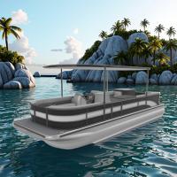 China 27FT Length Luxury Black White Pontoon Boat with 2.3/2.6m Width and 0.635m Tube Diameter for sale
