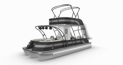 China 9.2m Length Double Decker Pontoon Boat with Outboard Motor and 1290 KGS Weight for sale