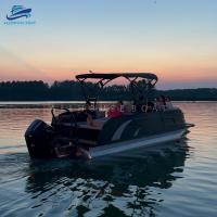 China Fiberglass Pontoon Boat with 90-250 Hp Motor, 15-18 Capacity, and 3 Years Warranty for sale