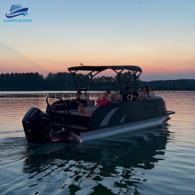 China Fiberglass Pontoon Boat with 90-250 Hp Motor, 15-18 Capacity, and 3 Years Warranty for sale