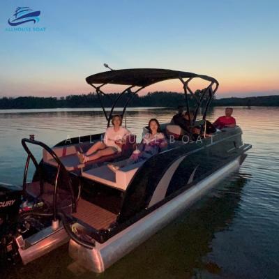 China 90-250 Hp Horsepower Fiberglass Pontoon Boat with 15-18 Capacity and 2.3m*8.2m Size for sale