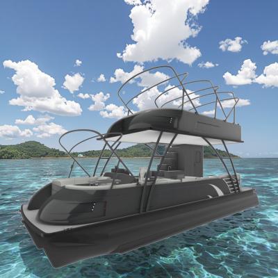 China Double Decker Pontoon Boat with 12 Cup Holders 1-Year Warranty and Outboard Motor for Luxury Pontoon Party Boat for sale