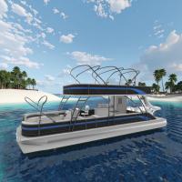 China Double Decker Pontoon Boat with 3.0m Width Under-seat Storage and Various Color Options for sale
