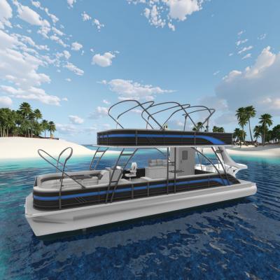 China Double Decker Pontoon Boat with 3.0m Width Under-seat Storage and Various Color Options for sale