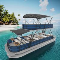 China Double Decker Pontoon Boat with 3.0m Width Marine-grade Carpet and Various Color Options for sale