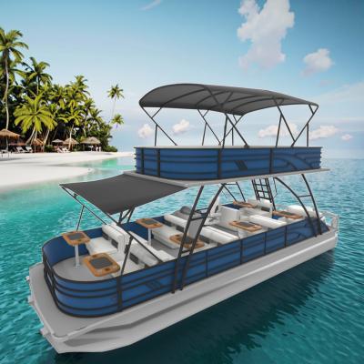 China Double Decker Pontoon Boat with 3.0m Width Marine-grade Carpet and Various Color Options for sale