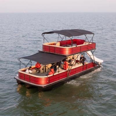China Double Decker Pontoon Boat with Aluminum Construction and Bimini Top for Enhanced Durability and Comfort for sale
