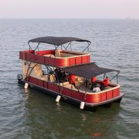 China Double Decker Pontoon Boat with Double Layer Design, Bimini Top, and Various Color Options for Enhanced Stability and Comfort for sale