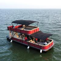 China Double Decker Pontoon Boat with Bimini Top Included, 1290 KGS Weight, and Double Layer Design for Enhanced Stability for sale