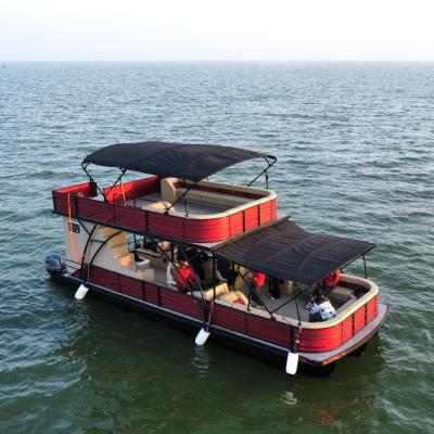 China Double Decker Pontoon Boat with Bimini Top Included, 1290 KGS Weight, and Double Layer Design for Enhanced Stability for sale