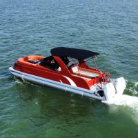China 26FT Fiberglass Pontoon Boat with 150HP Max Horsepower and Bimini Top Included for Recreational Use for sale