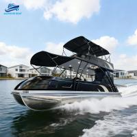 China 27FT Double Layer Sport Pontoon Boat with Dual Bimini and Private Restroom for sale