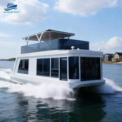 China 11.5m Length Luxury House Boat Double Deck Floating House with Marine Grade Aluminum Construction for sale