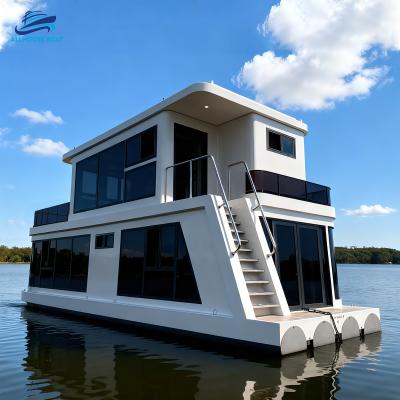 China 11.5m Length Aluminum Construction Double Deck Houseboat with Removable Upper Cabin for sale