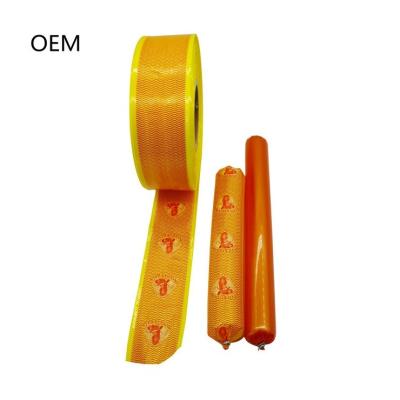 China Kingred PVDC Artificial Sausage Casings 20-60um Yellow Printed Steam Cooked for sale