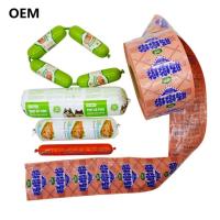 China Different Size From 20mm Calber To 160mm Flexography Logo Printed Plastic Sausage Casing for sale