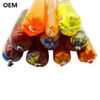 China Different Size From 20mm Calber To 160mm Flexography Logo Printed Plastic Sausage Casing for sale