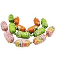 China Custom LOGO Printing OEM Sausage Packaging Materials Green Colour Sausage Plastic Casing for sale