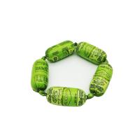 China Custom LOGO Printing OEM Sausage Packaging Materials Green Colour Sausage Plastic Casing for sale