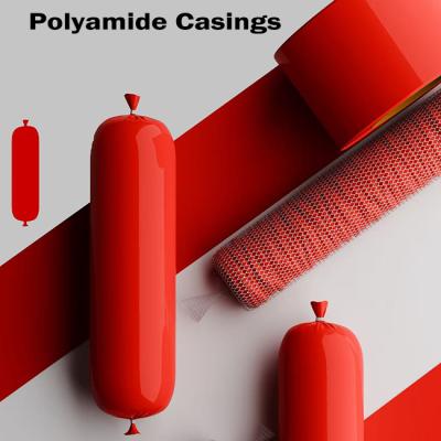 China Red 5-Layer Co-Extrusion Polyamide Sausage Casing Shrinkable Nylon 25-55um for Meat Packaging for sale