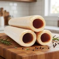 China Edible Collagen Sausage Casings 14mm Food Grade HALAL Certified Uniform Size Tender Taste Frankfurt Sausage for sale