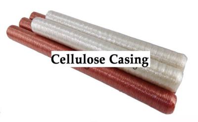 China Food Grade High Permeability Cellulose Sausage Casings 15-34mm Caliber with Easy Peel Feature for sale