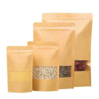 China Custom Stand Up Kraft Resealable Bags with Window - 50-140um Thickness, 100-1200mm Width Range for sale