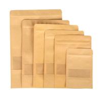 China Custom Stand Up Kraft Resealable Bags with Window - 50-140um Thickness, 100-1200mm Width Range for sale