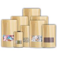 China Custom Stand Up Kraft Resealable Bags with Window - 50-140um Thickness, 100-1200mm Width Range for sale