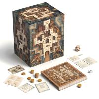 China Vintage Manuscript Art Strategy Board Game with Multi-layered Maze Passages and Treasure Coin Tokens for sale