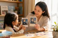 China Custom Printed Educational Flash Cards with Linen Finish, Rounded Corners & Illustrated Pioneer Cards for sale