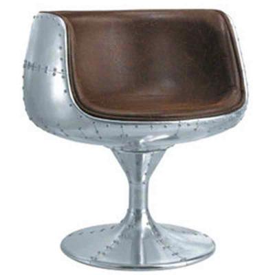 China Antique Design Loft Style Tufted PU Leather Spitfire Retro Aluminium Aviator Tea Coffee Cup Shape Chair for sale
