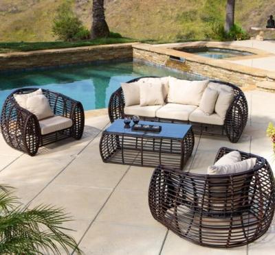 China Leisure style PE rattan garden sofa set brown wicker sofa chair furnture for sale