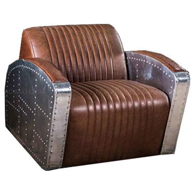 China Leather rivet aluminum creative luxury aviator sofa industrial aircraft aluminum lounge chair for sale