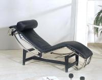 China Modern Leisure  Black Premium Leather Chaise Lounge Chairs for sale