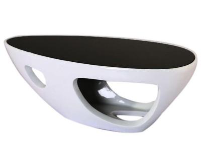 China Modern Leisure living room Fiberglass Coffe tea table with glass on for sale
